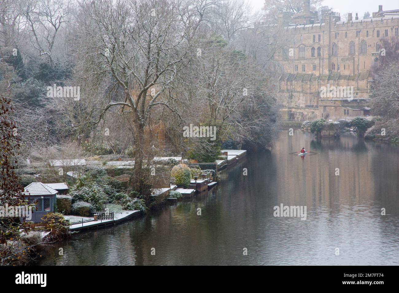 The river Avon as it passes below Warwick castle in the Warwickshire ...