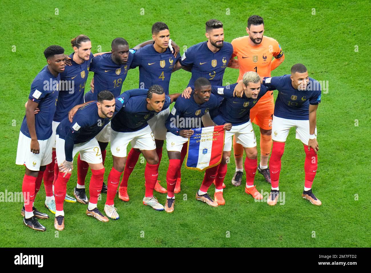 France starting players pose for a team photo at the beginning of the ...