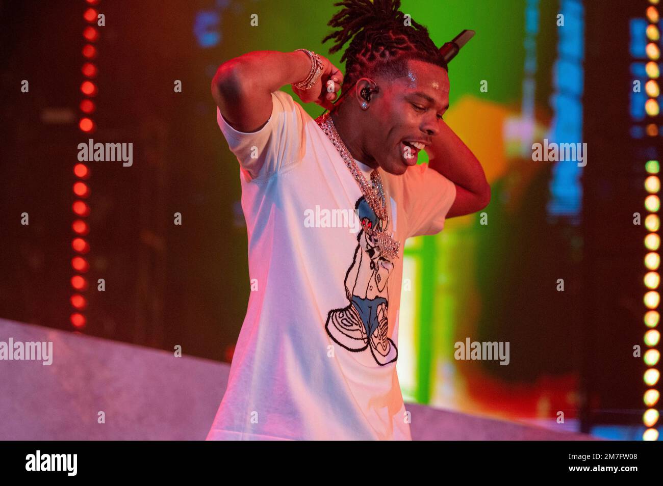 Lil Baby performs during Lil Baby's Birthday Party at State Farm Arena ...