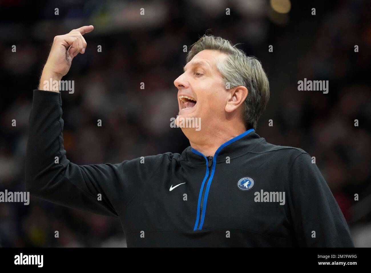 Minnesota Timberwolves coach Chris Finch reacts during the first half ...