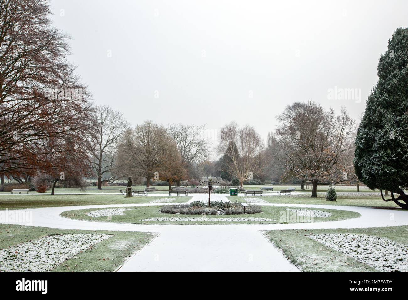 St Nicholas' Park, Warwick Warwickshire after a winter snowfall Stock ...