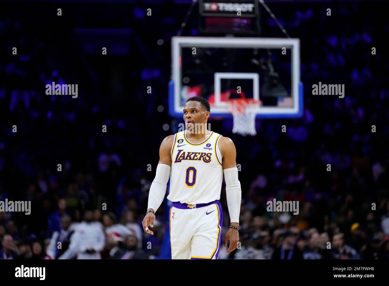 Los Angeles Lakers' Russell Westbrook plays during an NBA basketball ...