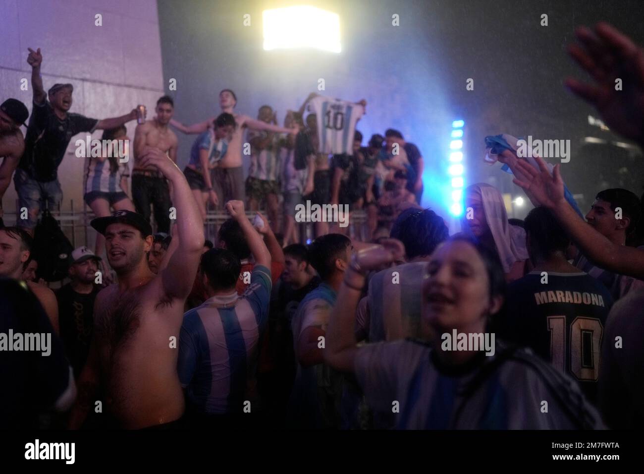 Argentina soccer fans celebrate their team's World Cup quarterfinal ...