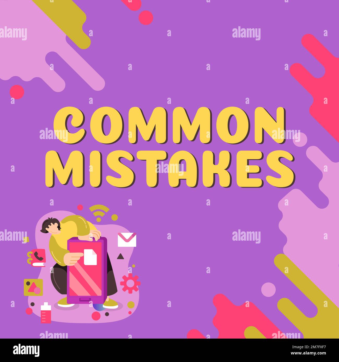 Hand writing sign Common Mistakes. Word for actions that are often used ...