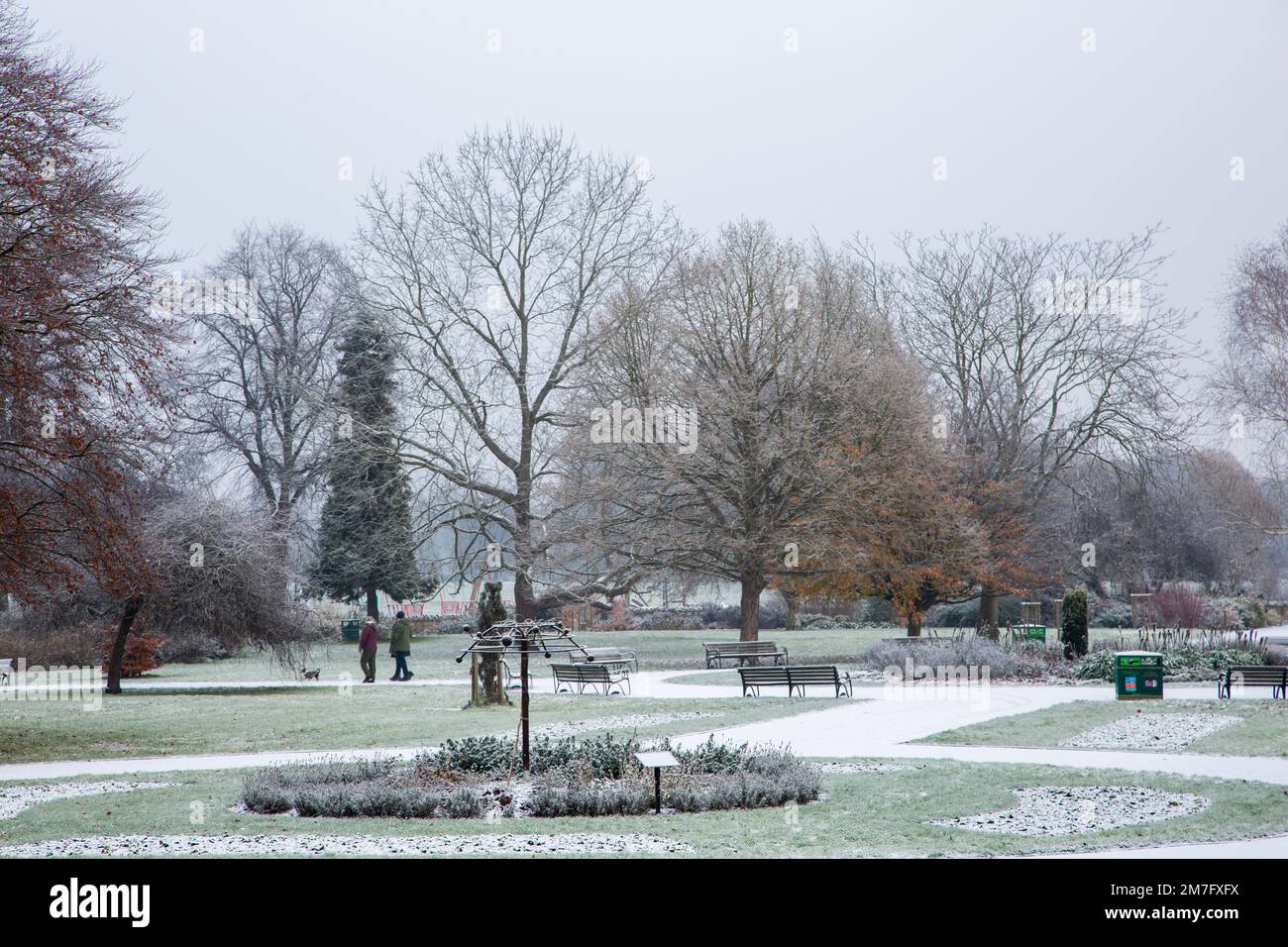 St Nicholas' Park, Warwick Warwickshire after a winter snowfall Stock ...