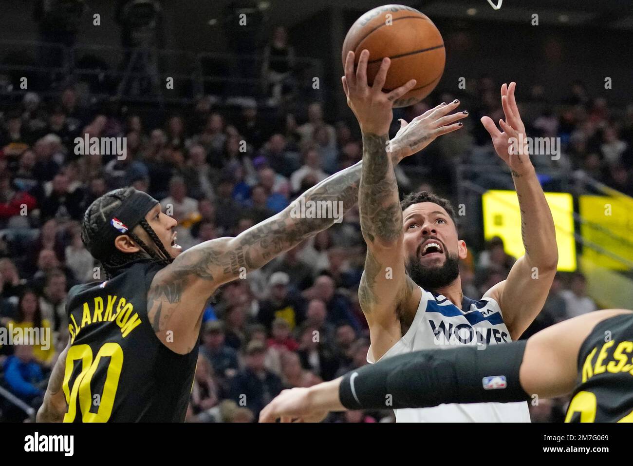 Minnesota Timberwolves guard Austin Rivers (25) goes to the basket as ...