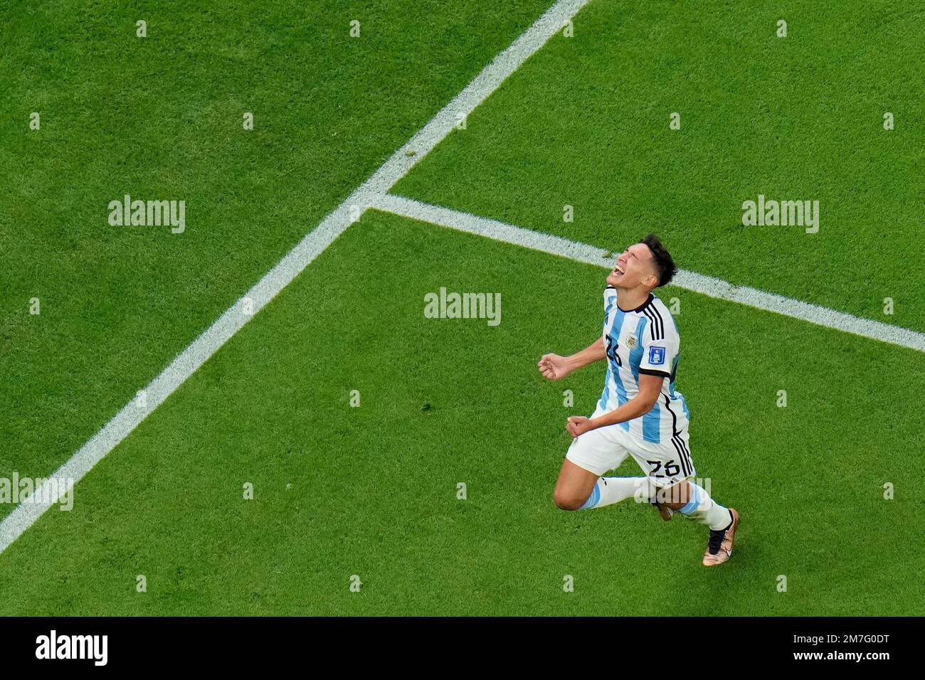 Argentina's Nahuel Molina, celebrates his opening goal during the World ...