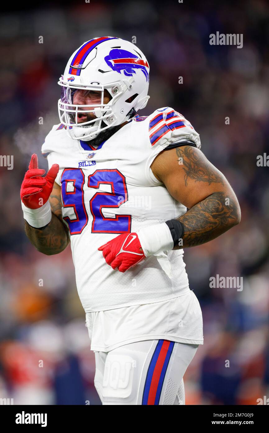 Buffalo Bills defensive tackle DaQuan Jones (92) runs off the field ...