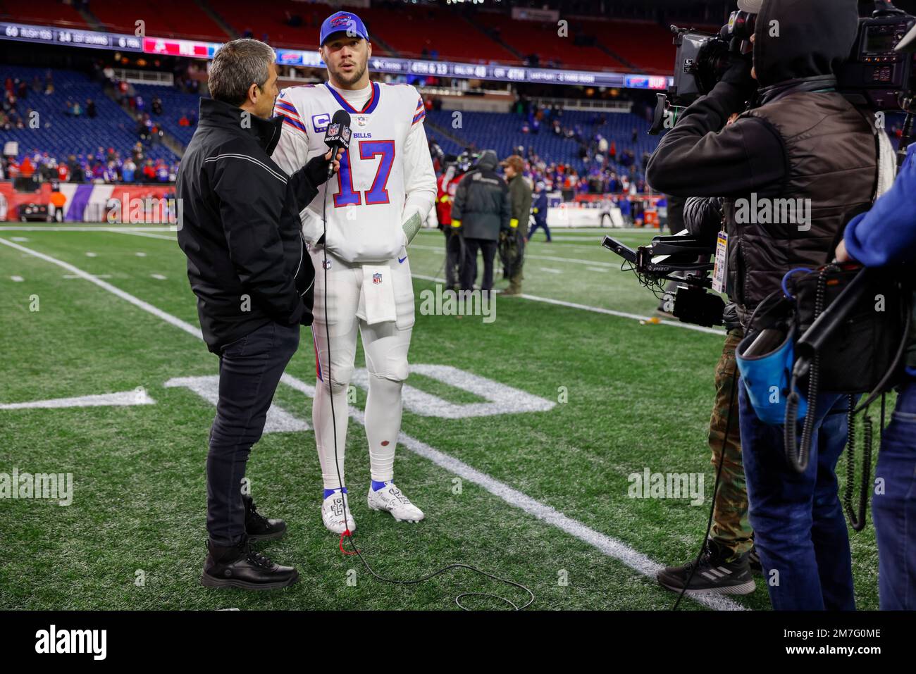 NFL Network analyst Mike Giardi talks with Buffalo Bills quarterback ...