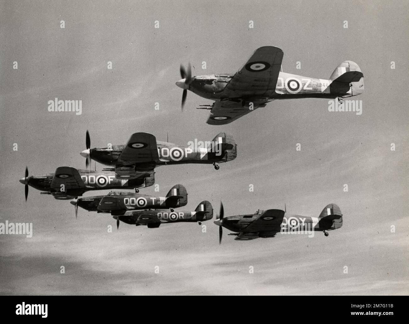 WW2 World War II - group of Hurricane fighters, four guns Stock Photo ...