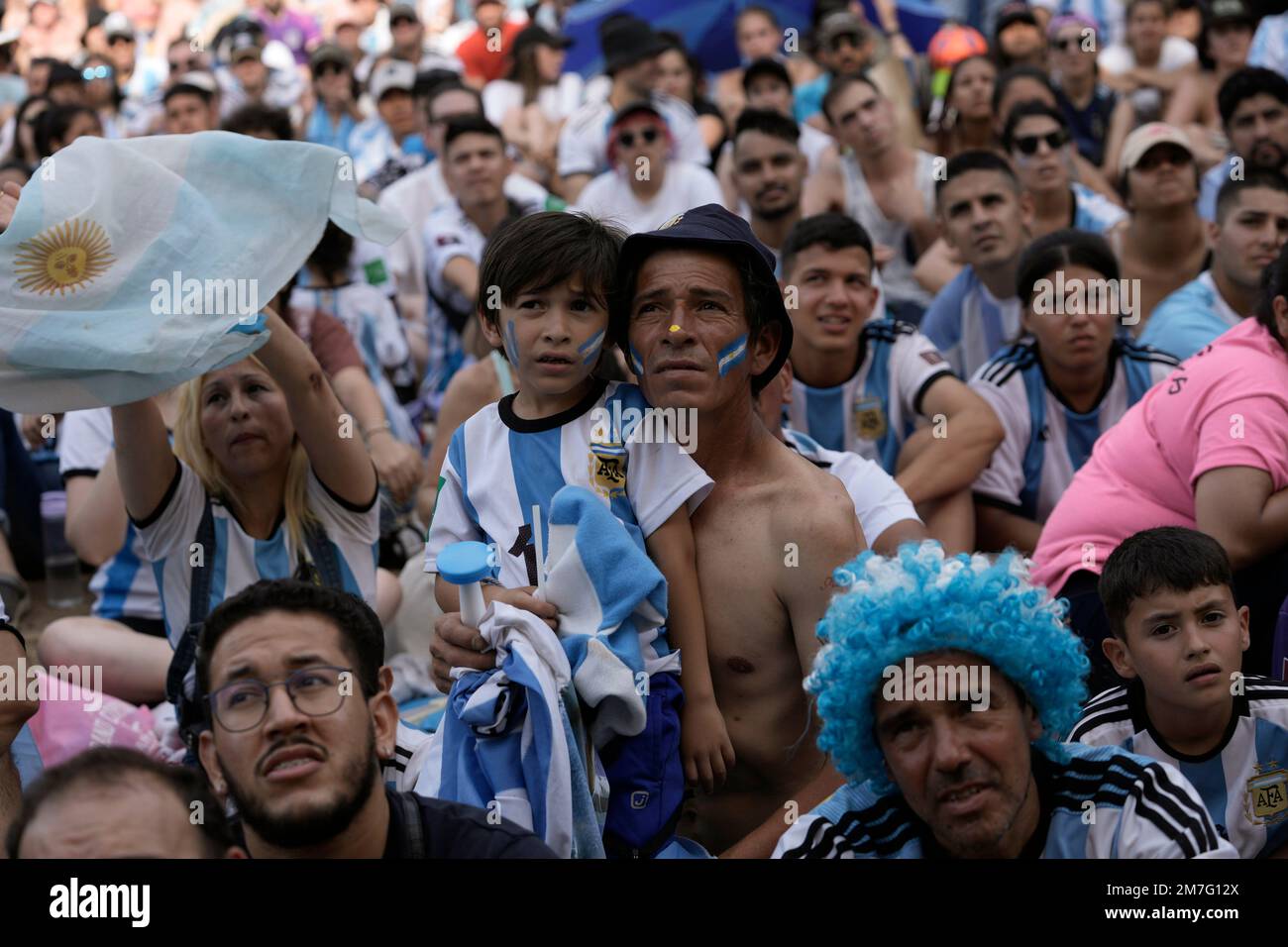 Argentina soccer fans watch their team's World Cup quarterfinals soccer ...