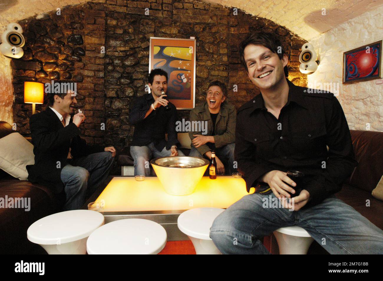 Rhodri Owen (foreground) at the Soda Bar with his mates (L-R) Alun ...
