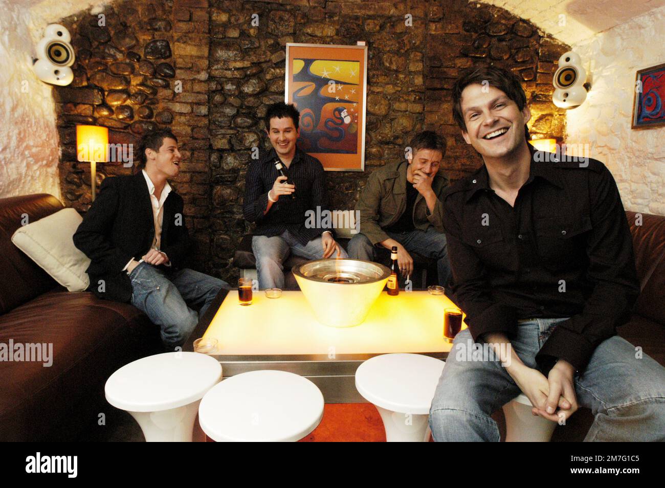 Rhodri Owen (foreground) at the Soda Bar with his mates (L-R) Alun ...