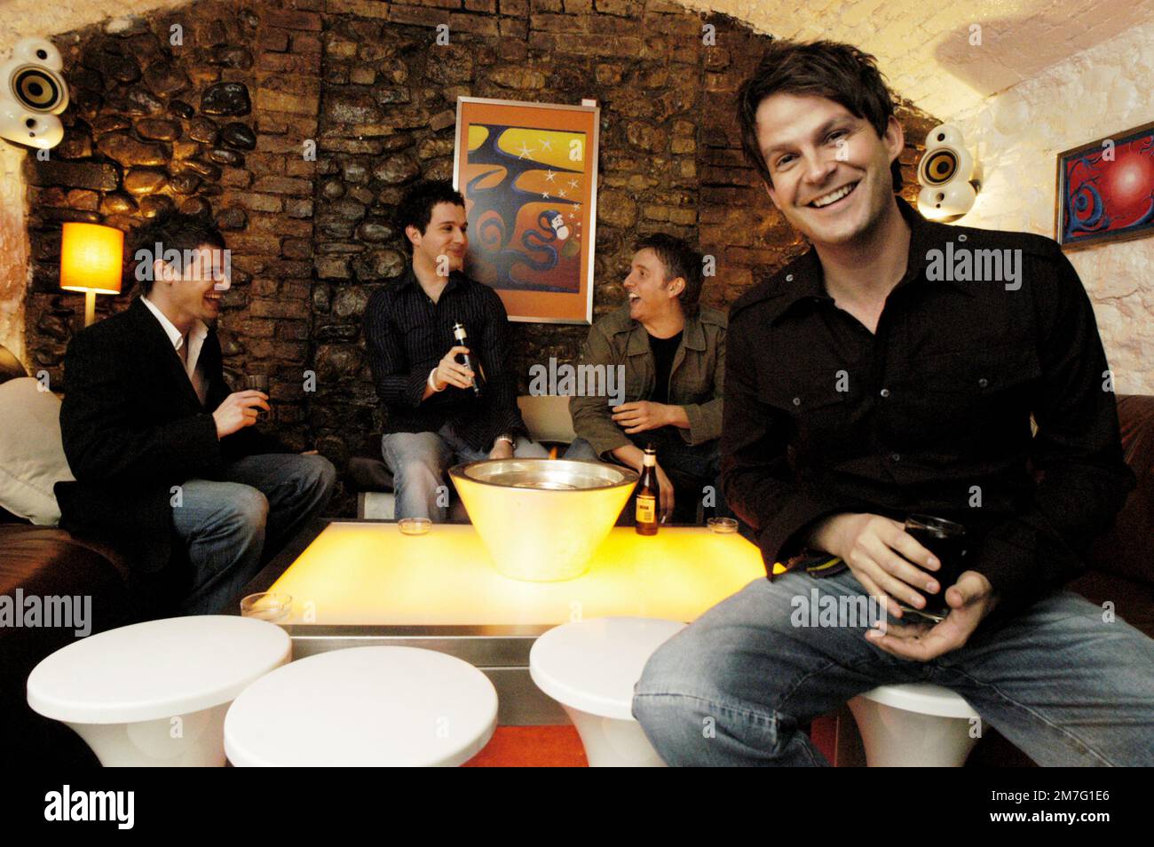 Rhodri Owen (foreground) at the Soda Bar with his mates (L-R) Alun ...