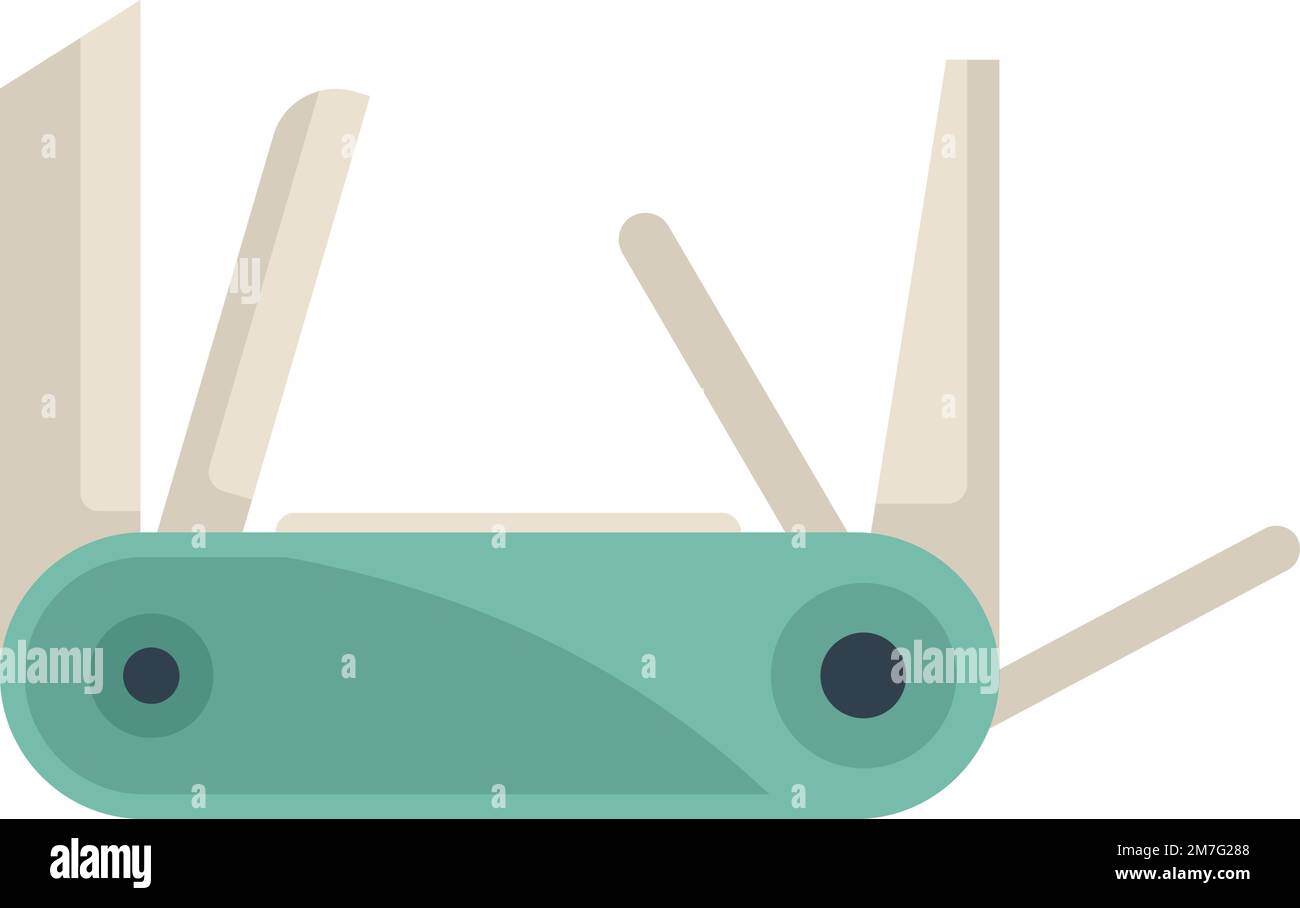 Knife kit icon flat vector. Army multitool. Metal blade isolated Stock ...