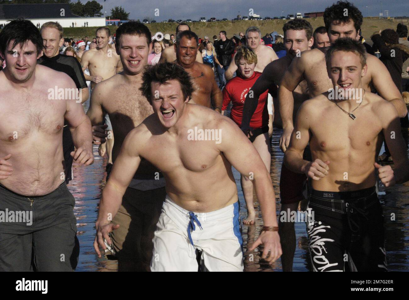 A muscle bound swimmer heads for the sea! at the 40th Annual Porthcawl ...