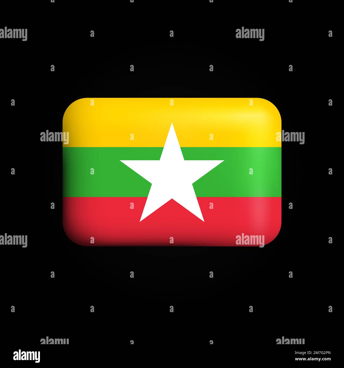 Myanmar Flag 3D Icon. National Flag of Myanmar. Vector illustration ...