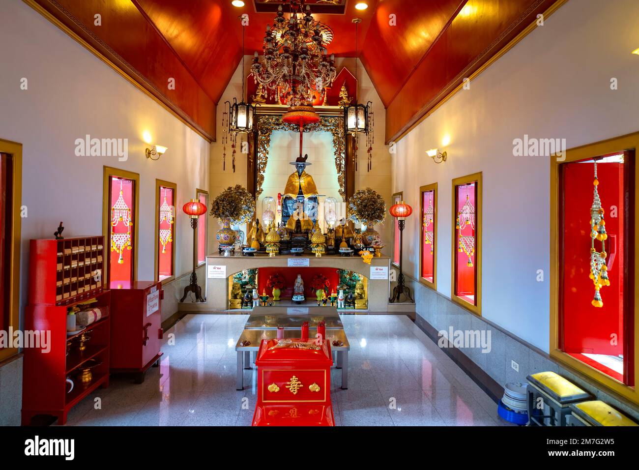 Bangkok, Thailand. 11th May, 2022. Interior of the King Taksin Shrine ...