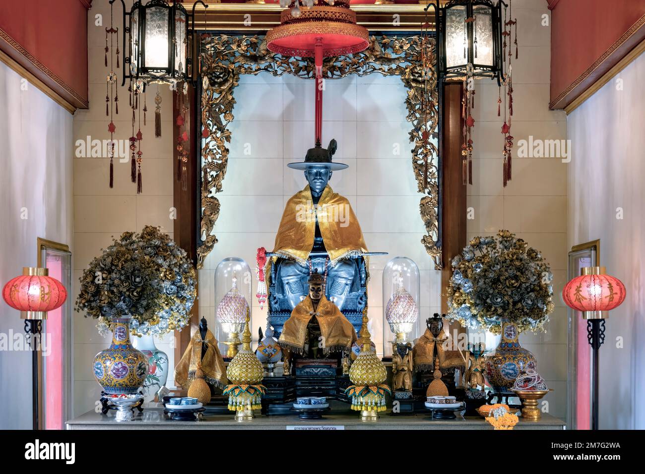 Bangkok, Thailand. 11th May, 2022. Interior of the King Taksin Shrine ...