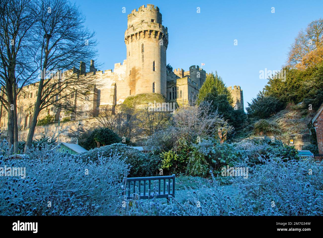 Warwick castle, from the Mill Gardens a privately owned garden open to ...