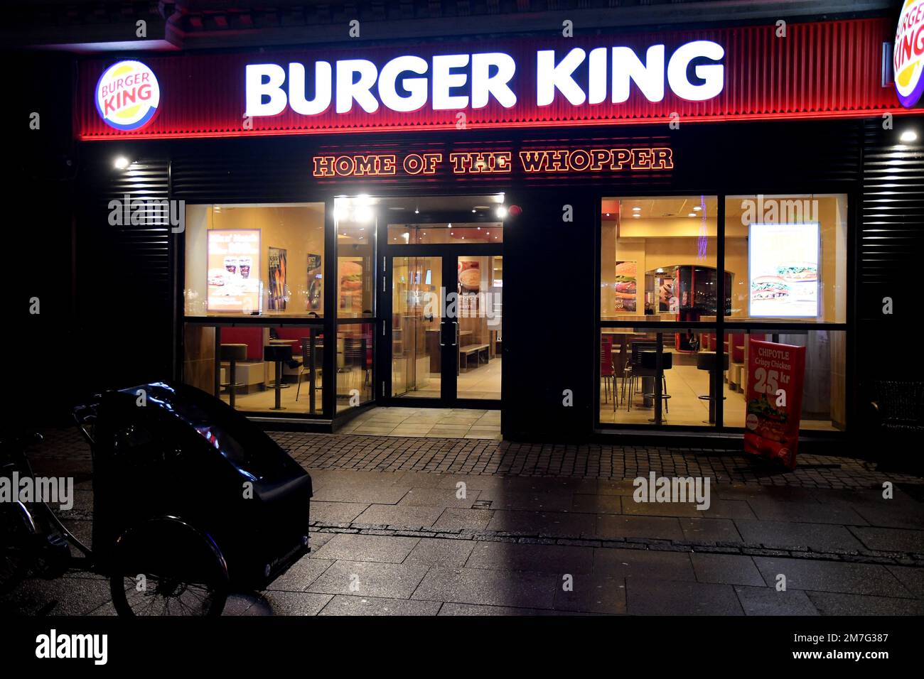 Copenhagen/Denmark/09 January 2023/ Burger king fast food chain ...