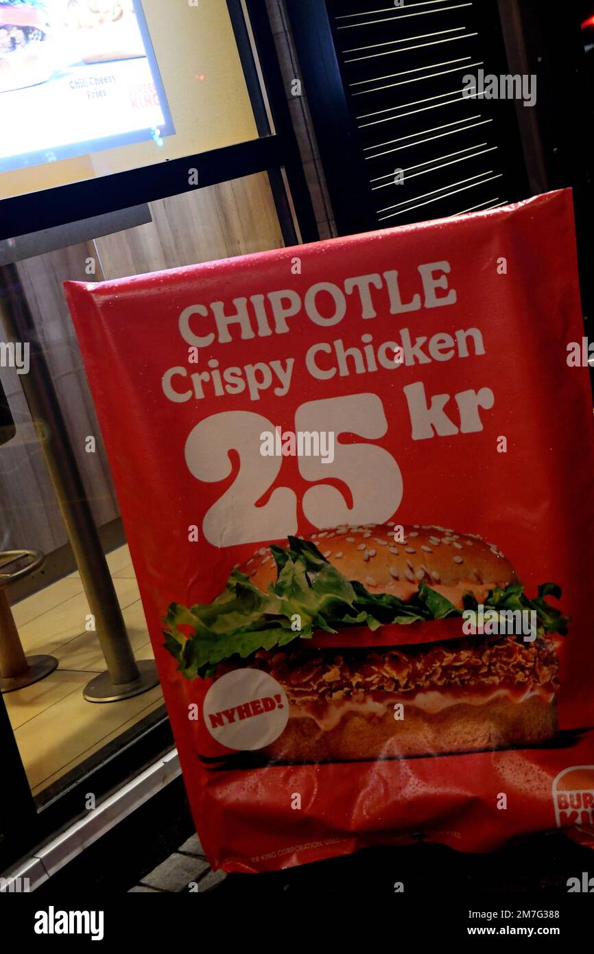 Copenhagen/Denmark/09 January 2023/ Burger king fast food chain ...