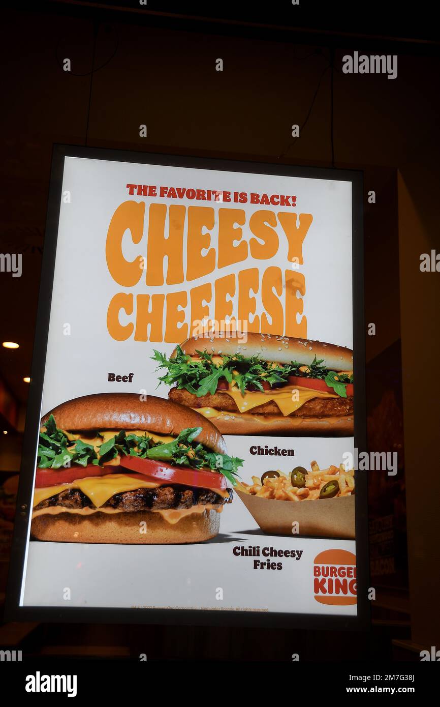 Copenhagen/Denmark/09 January 2023/ Burger king fast food chain ...