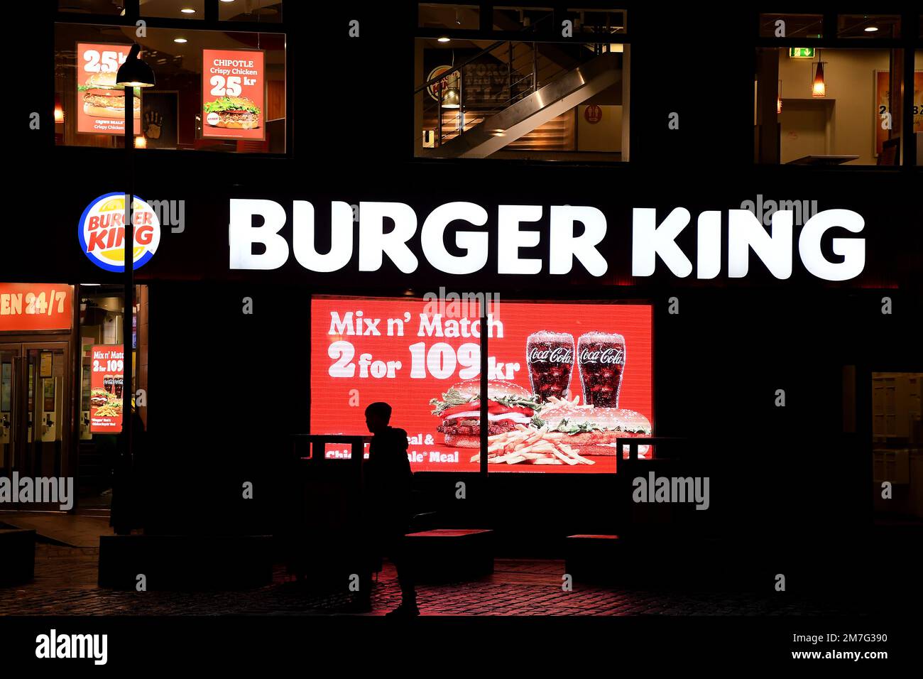 Copenhagen/Denmark/09 January 2023/ Burger king fast food chain ...