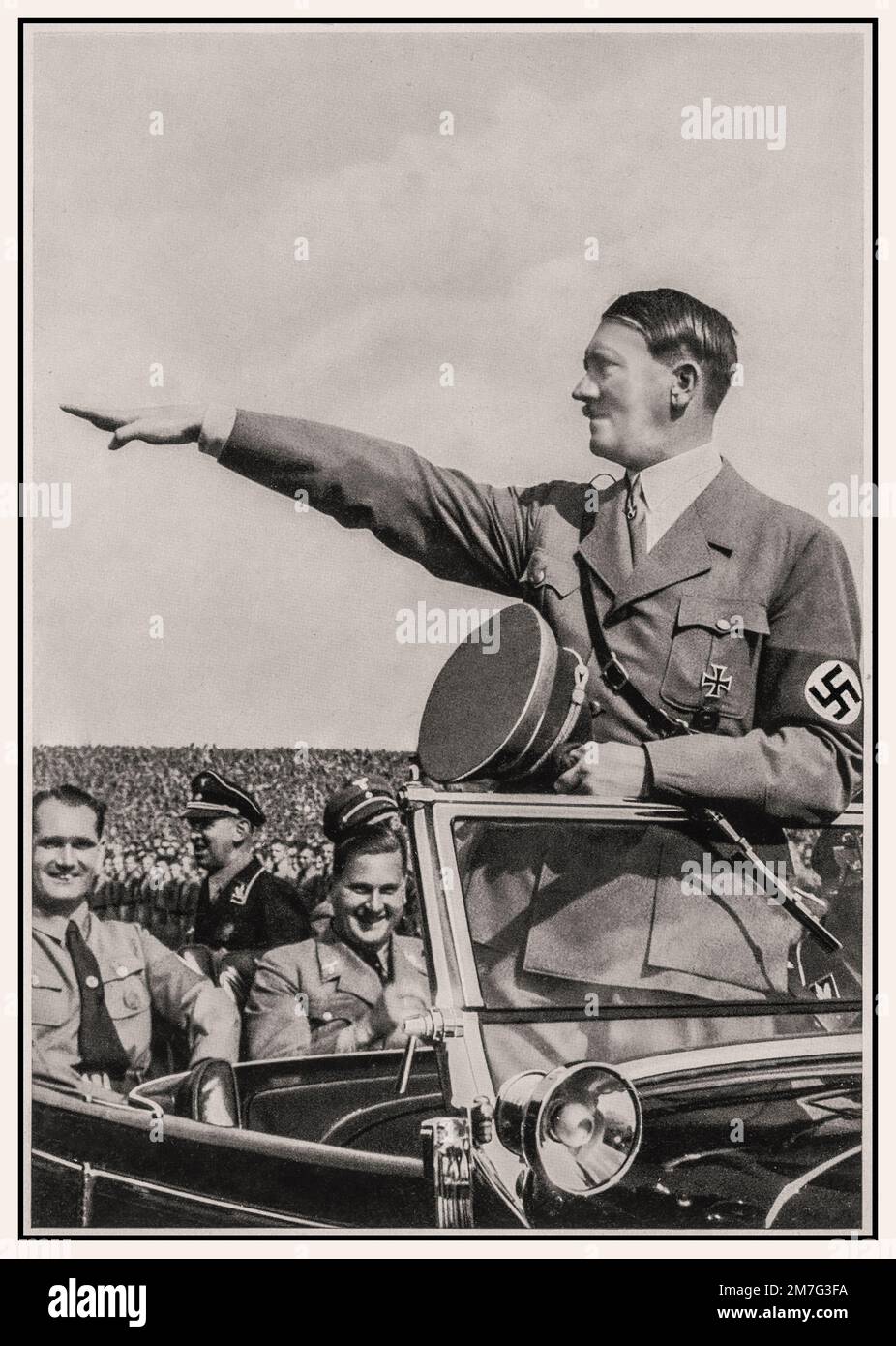 Adolf Hitler Standing In His Open Top Mercedes Saluting Hi Res Stock