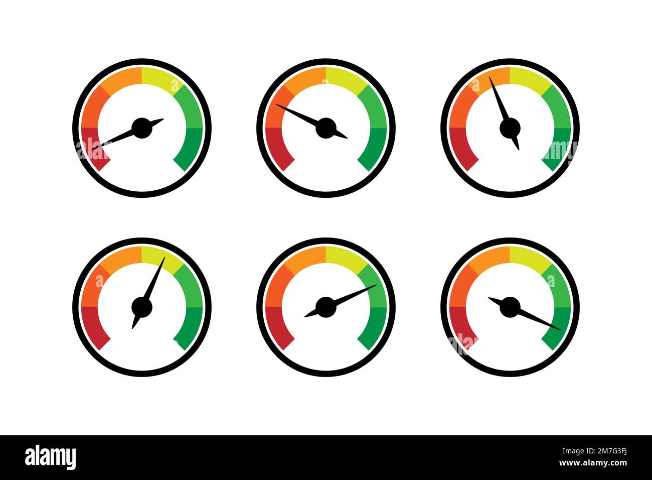 Color speedometer icons. Set of colorful speedometers. Vector ...