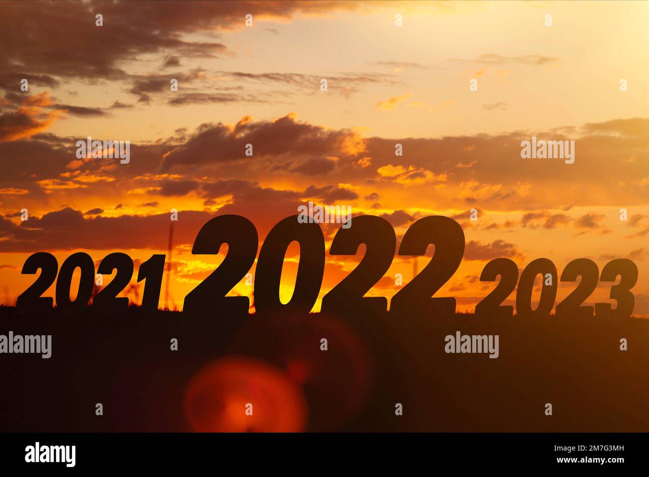 Year change. The beginning of a new year. New year concept. Symbol of ...