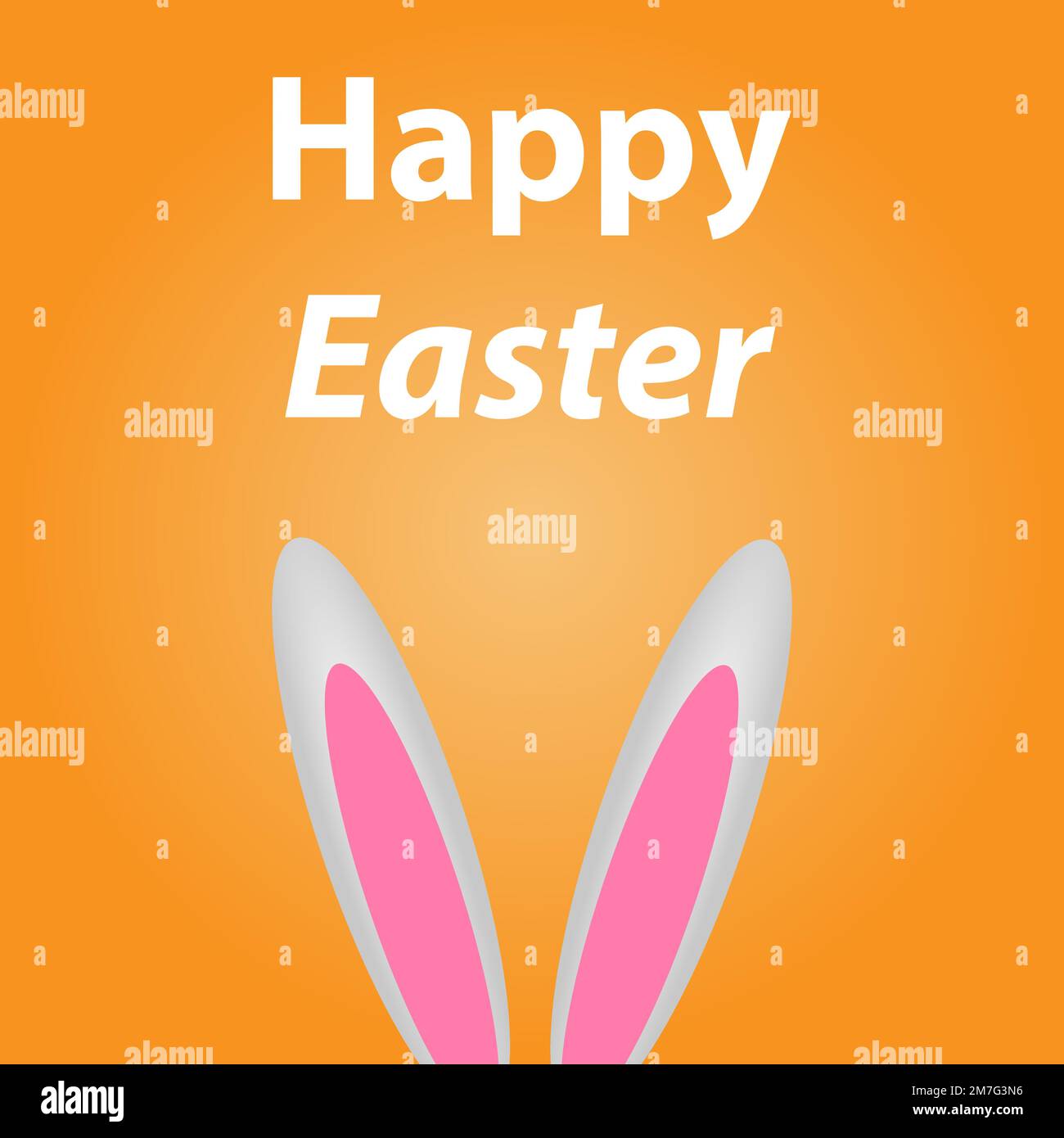 Happy easter day illustration. Horizontal greeting banner with bunny ...