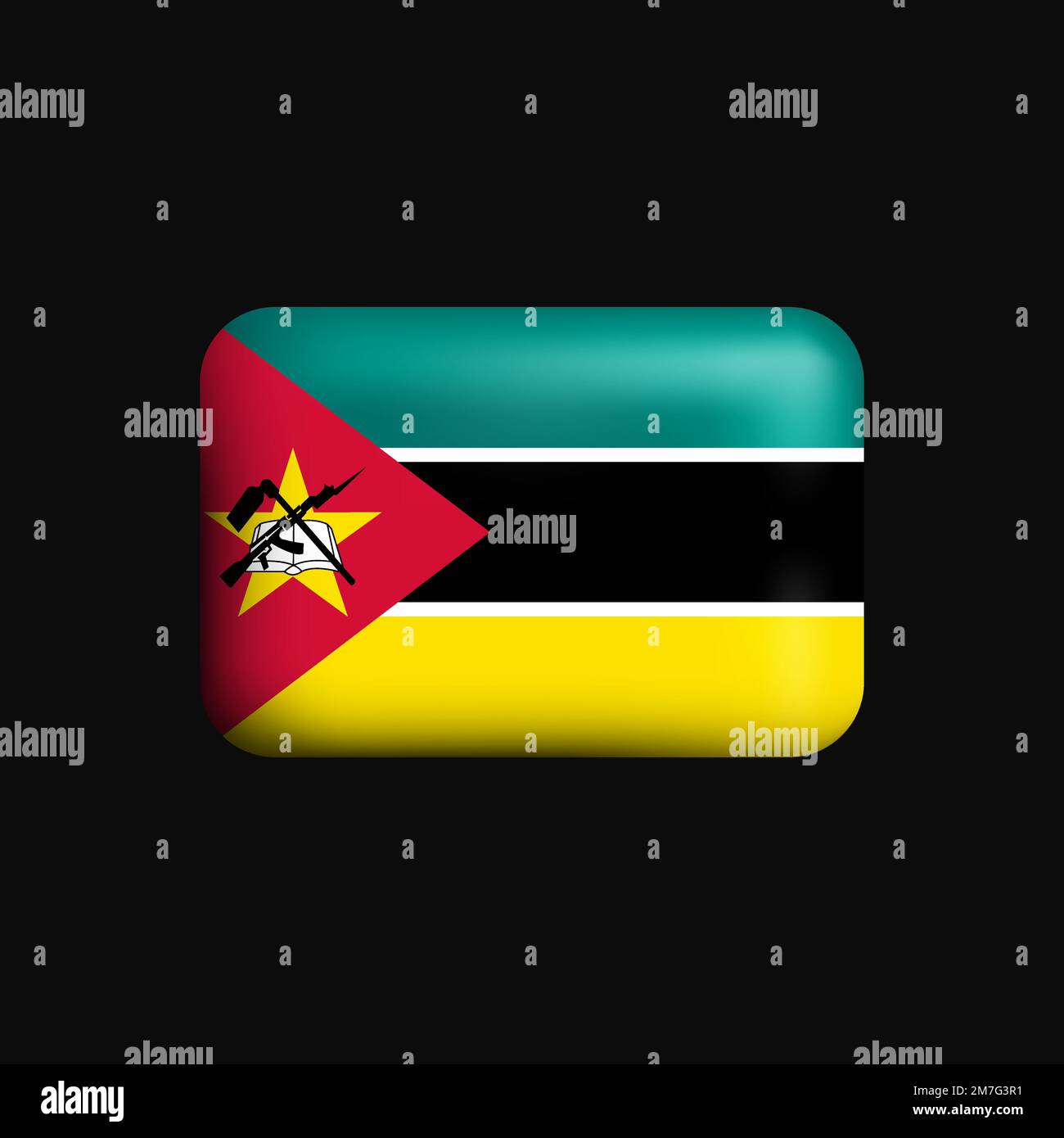 Mozambique Flag 3D Icon. National Flag of Mozambique. Vector ...