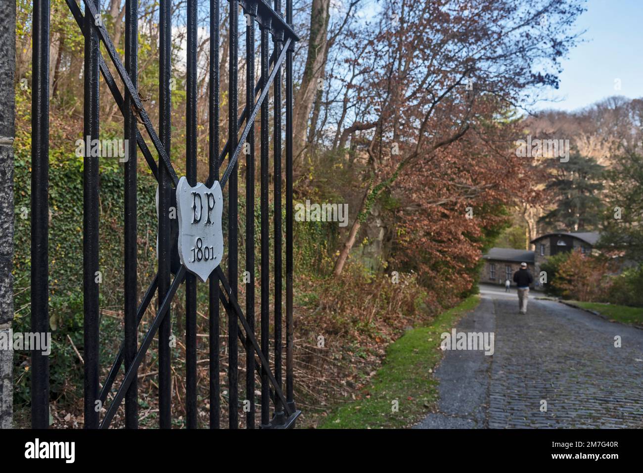 Gates with du Pont sign, Hagley Museum, Wilmington, Delaware, USA Stock ...