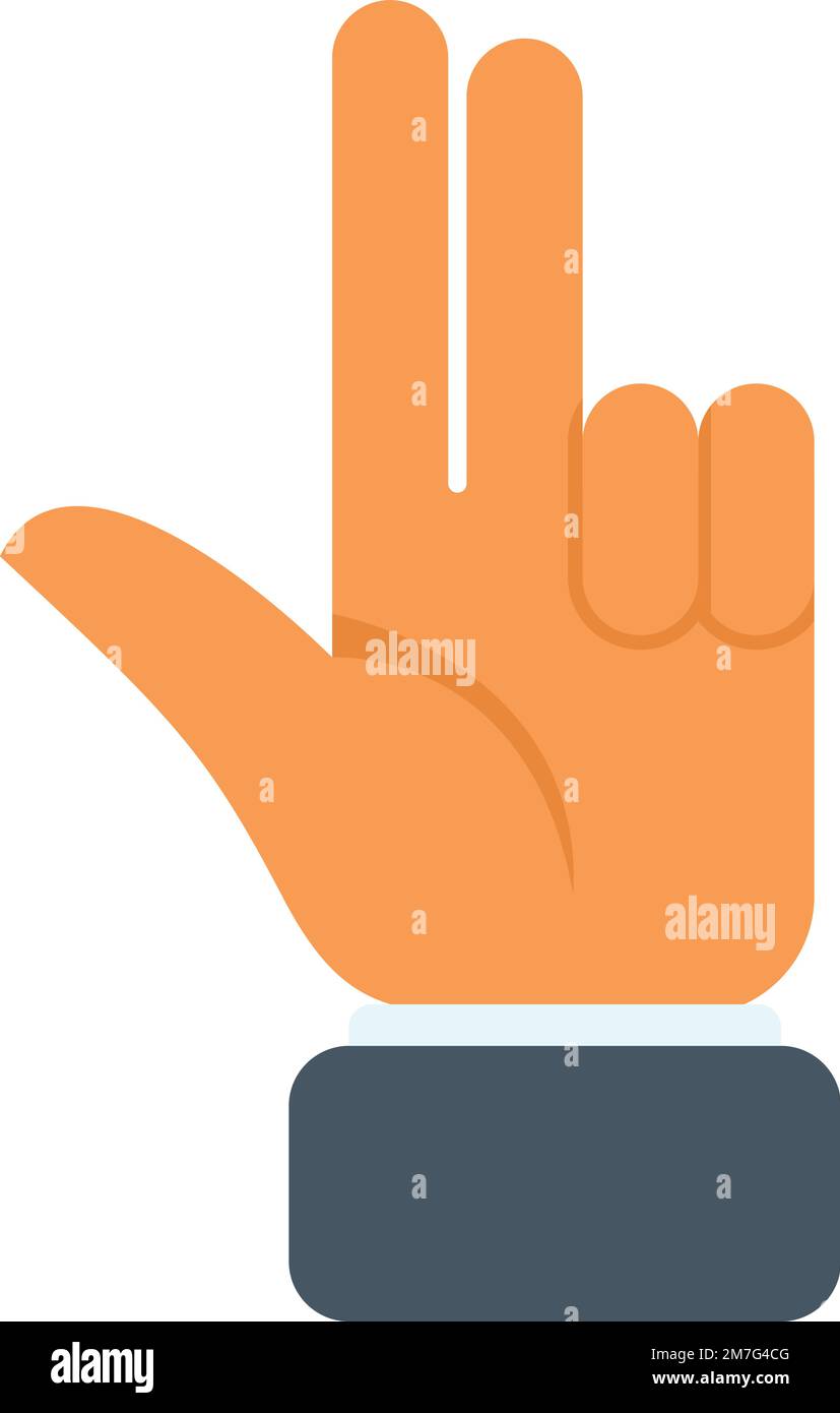 Double finger sign icon flat vector. Arm pose. Thumb touch isolated ...