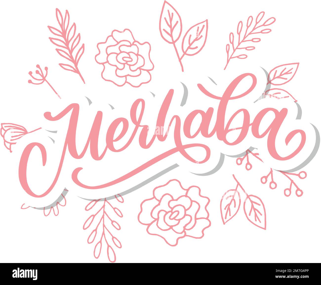 Merhaba Hand Drawn Black Vector Calligraphy Isolated on White ...
