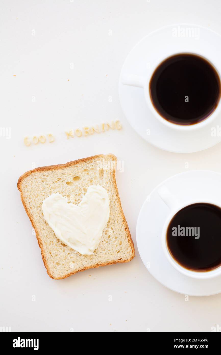 sandwich for breakfast in the form of heart with cheese - good morning ...