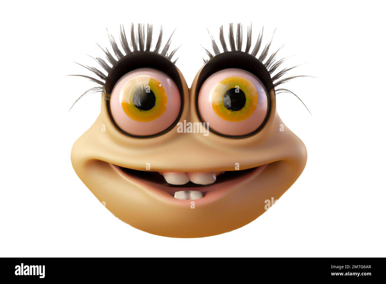 Funny strange fantasy monster smiling with big eyes - Digital 3D ...