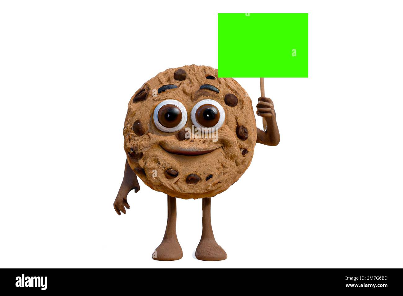 Funny Cookie with a Green Chroma Key Placard on wood stick – Digital 3D ...