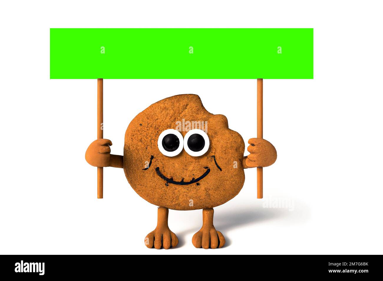 Funny Cookie with a Green Chroma Key Placard on wood stick – Digital 3D ...