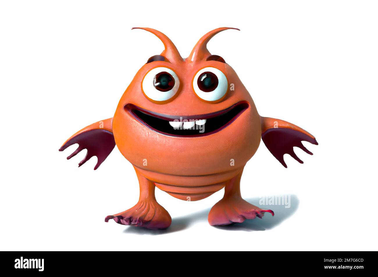 Funny strange fantasy monster smiling with big eyes - Digital 3D ...