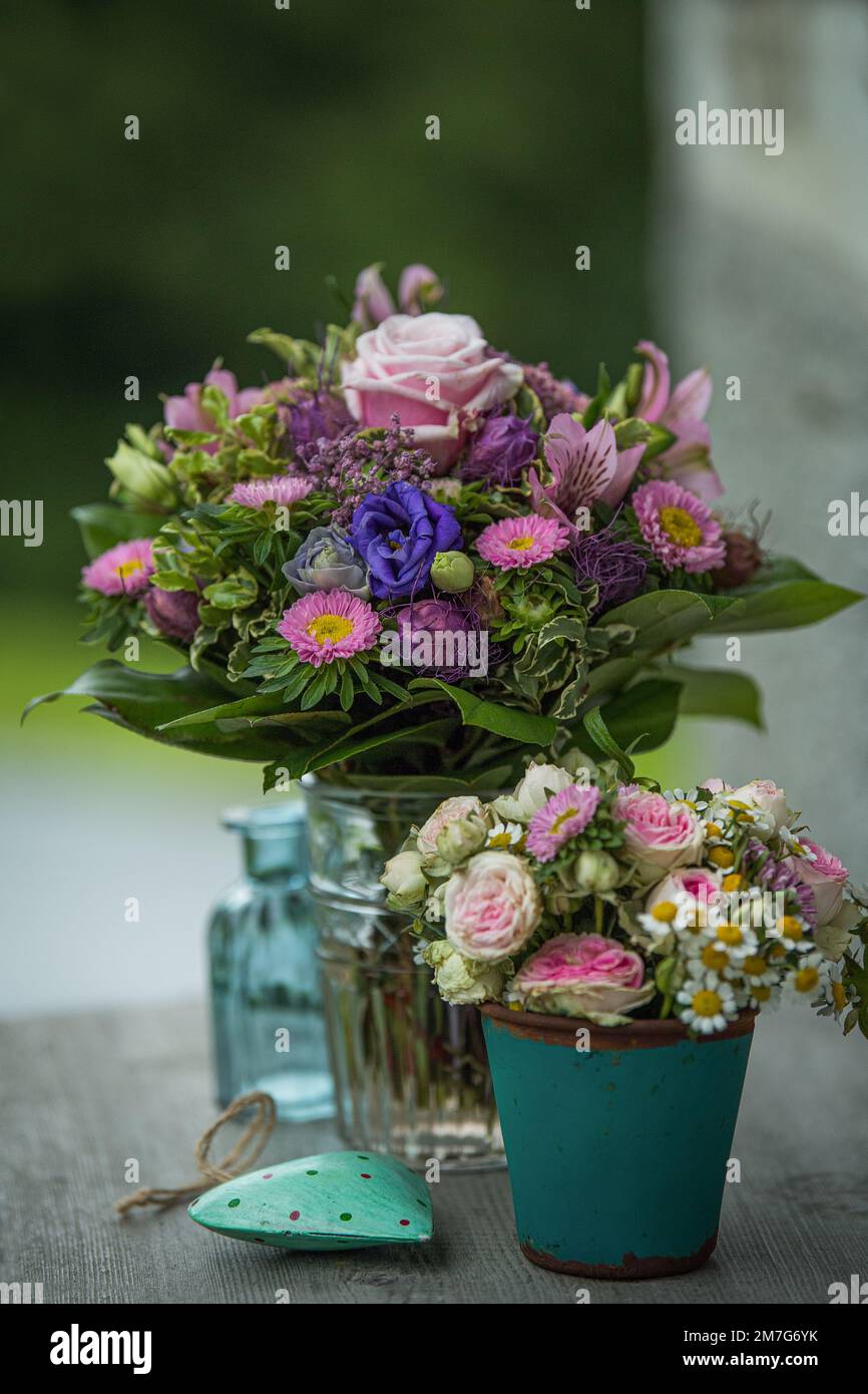 Colorful flower bouquet in nature background Stock Photo - Alamy