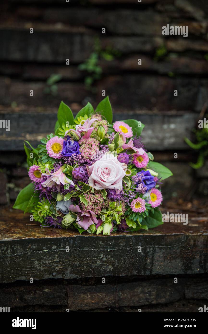 Colorful flower bouquet in nature background Stock Photo - Alamy