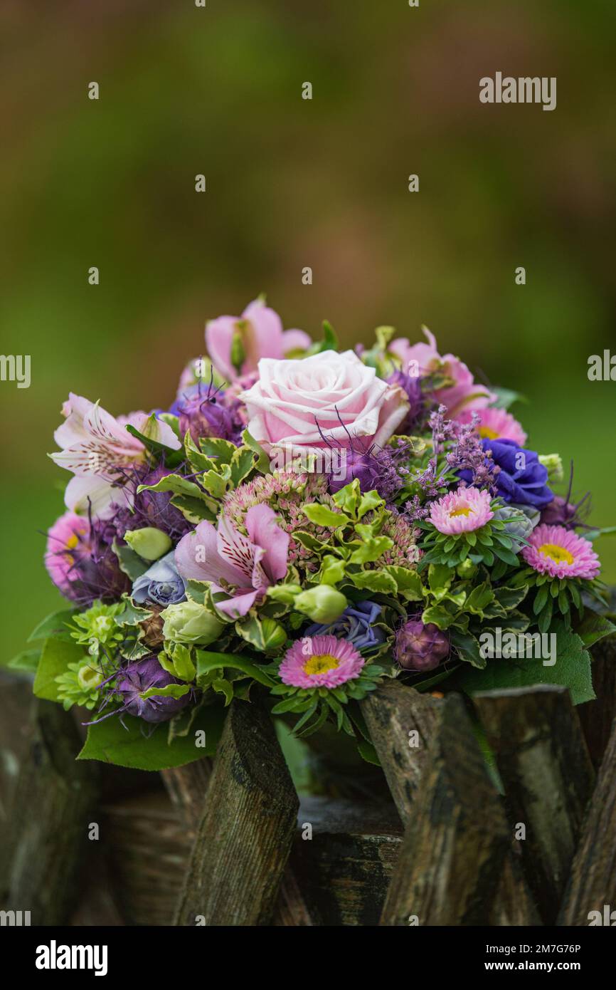 Colorful flower bouquet in nature background Stock Photo - Alamy