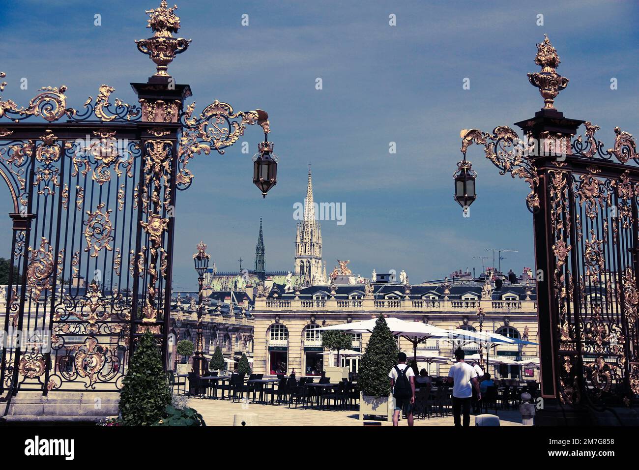 The view of Place Stanislas with Basilica of Saint Epvre of Nancy in ...