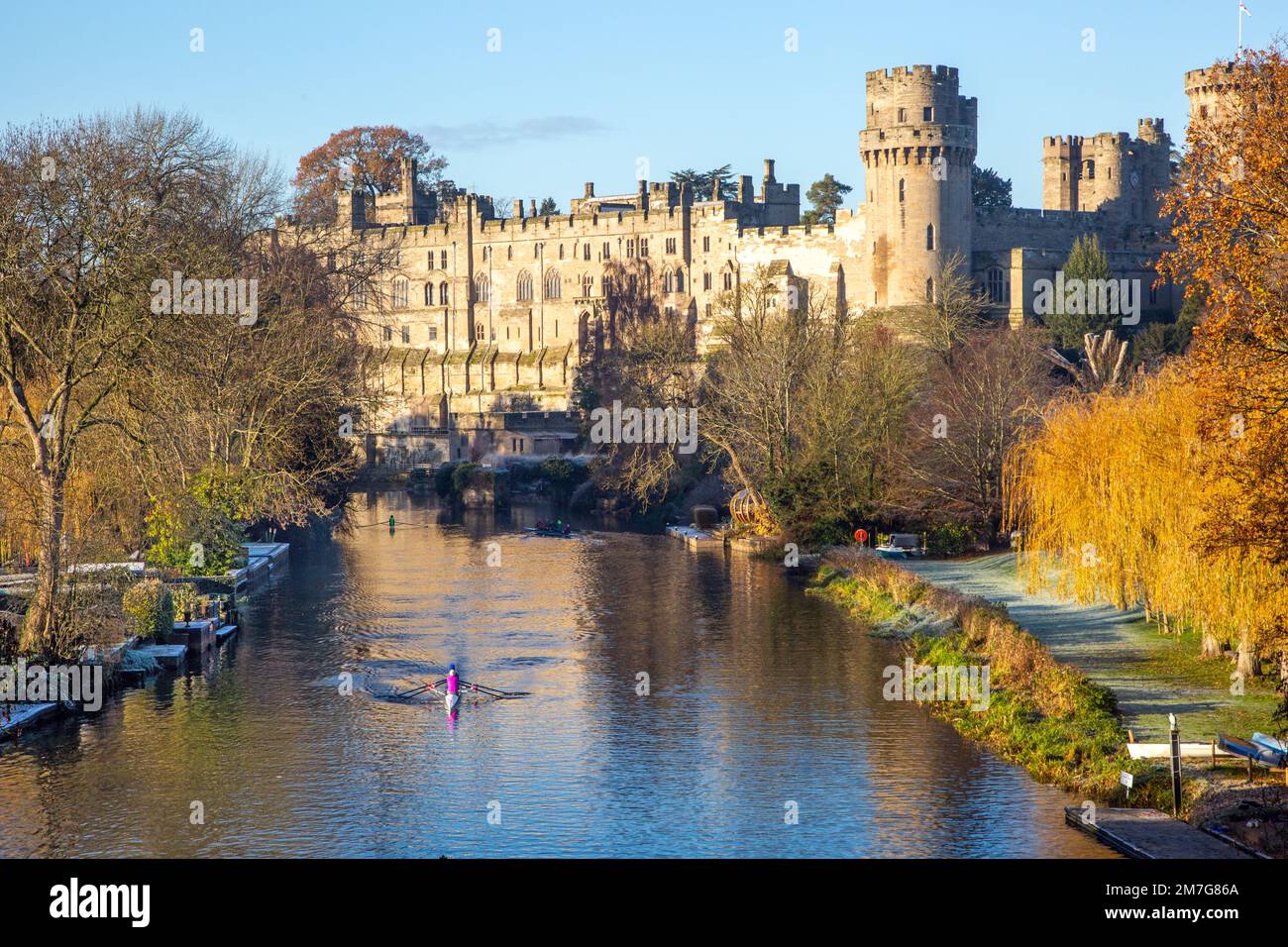 The river Avon as it passes below Warwick castle in the Warwickshire ...