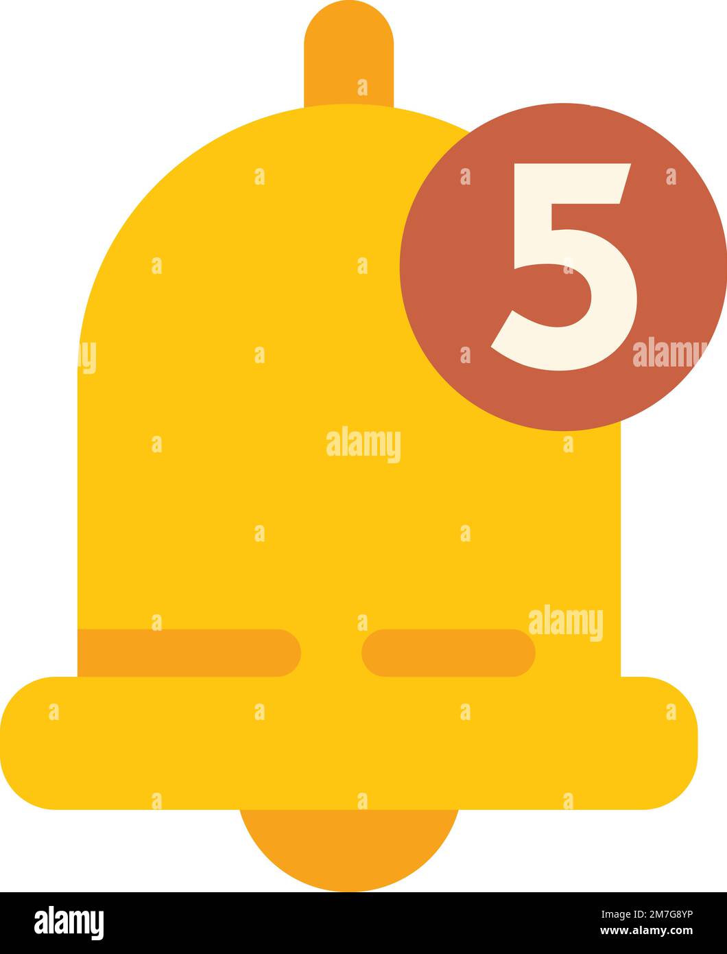 Bell notification icon flat vector. Smartphone interface. Smile user ...