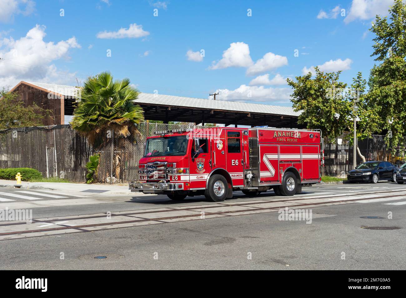 Anaheim, CA, USA – November 2, 2022: Anaheim Fire and Rescue truck on a ...