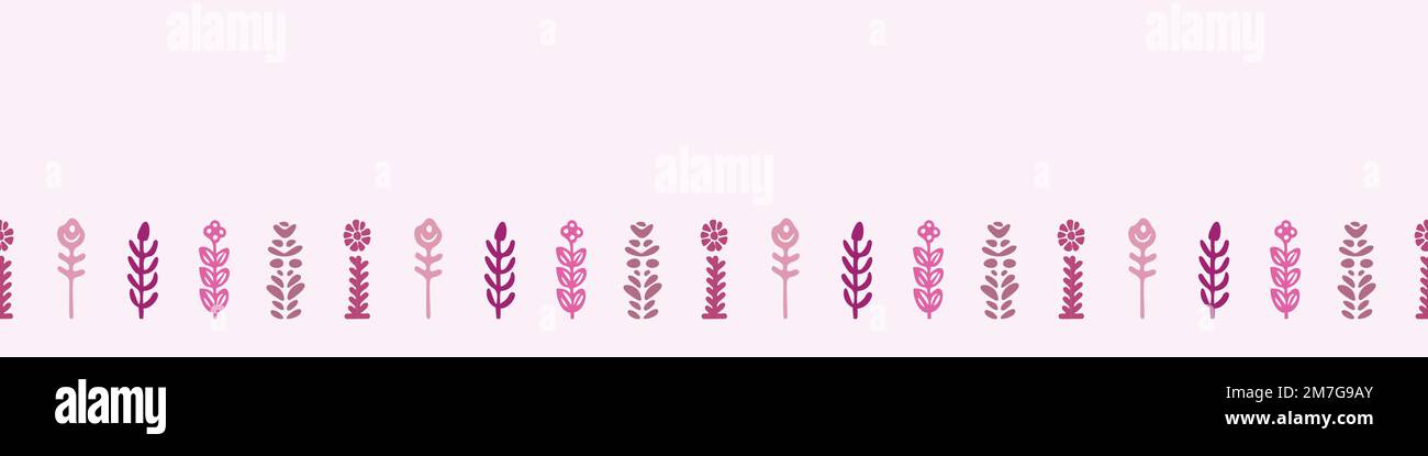 Viva magenta floral border. Vector color of the year flower washi tape ...