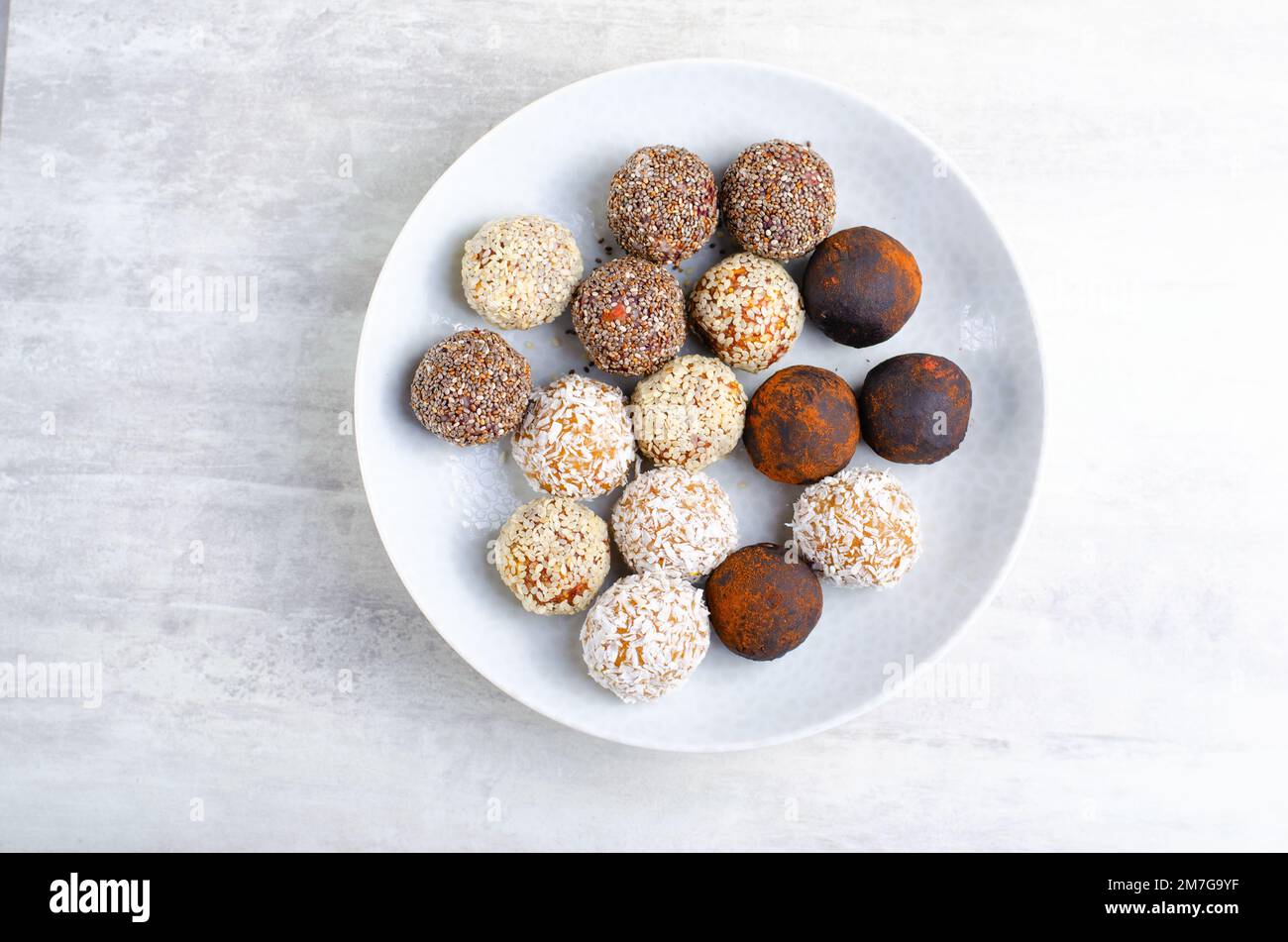 Assorted vegan sweets, Delicious Candy Balls with seeds, dried fruit ...